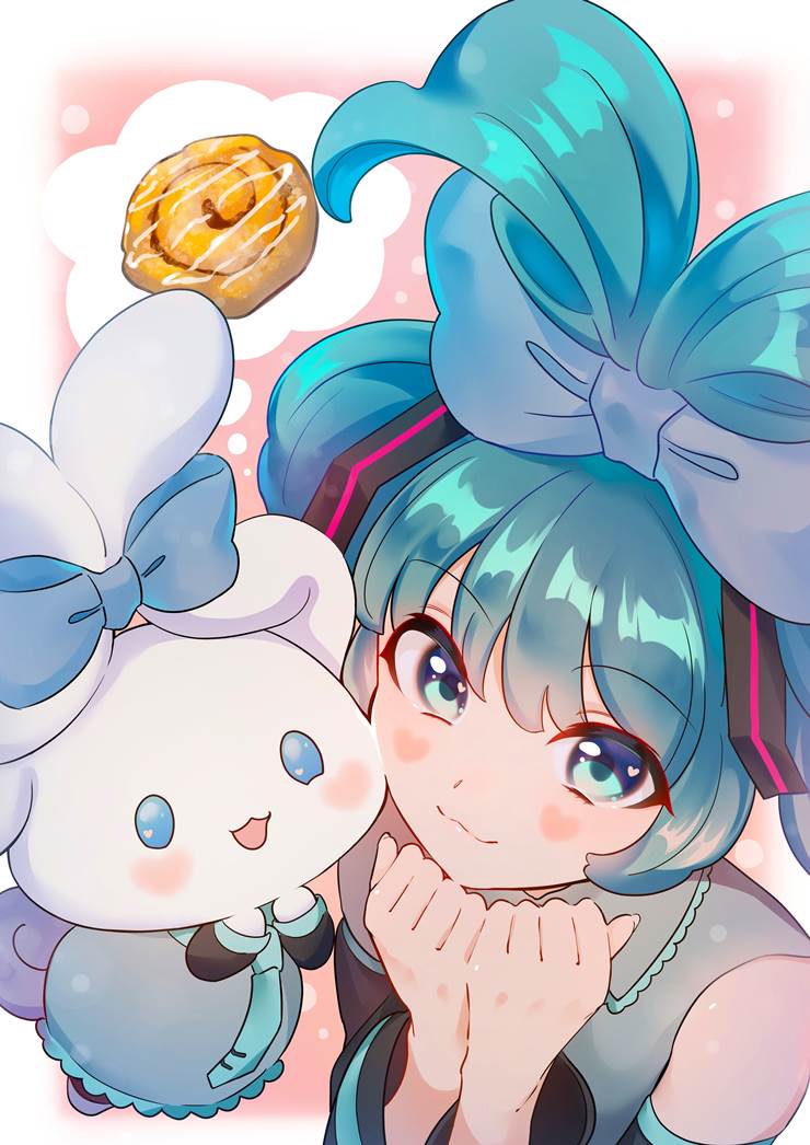 玉桂狗初音,sanrio,Cinnamon,初音未来,Cinnamoroll,Cinnamon Miku, - ねるねこねろ'illustration - PixivBox