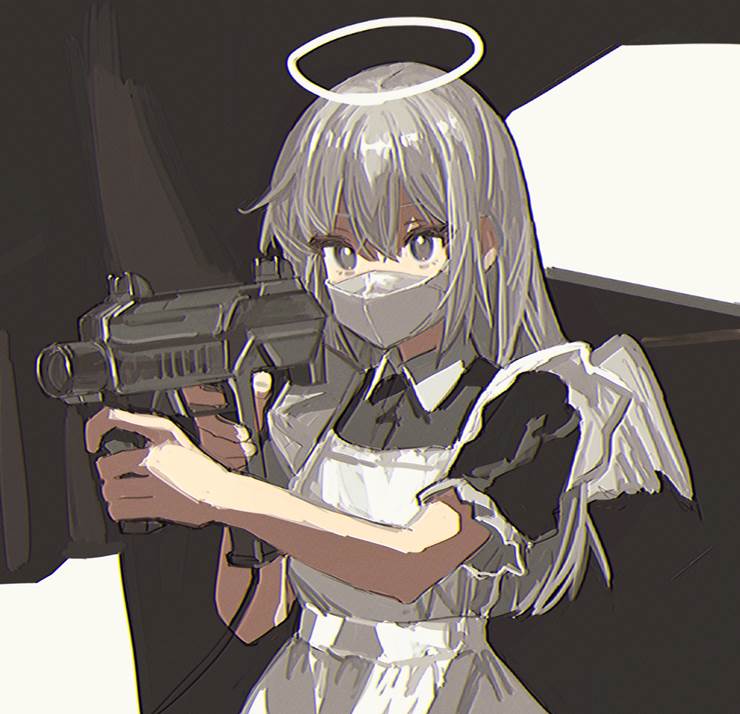 original,armed maid,maid uniform,maid,angel,girl,creation,mask, - ずもち'illustration - pixivdaily
