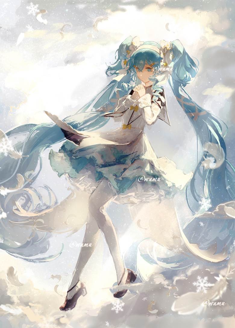 14. 天使降临的天空|插画师WnMuwnmu的雪未来2023插画图片 | BoBoPic