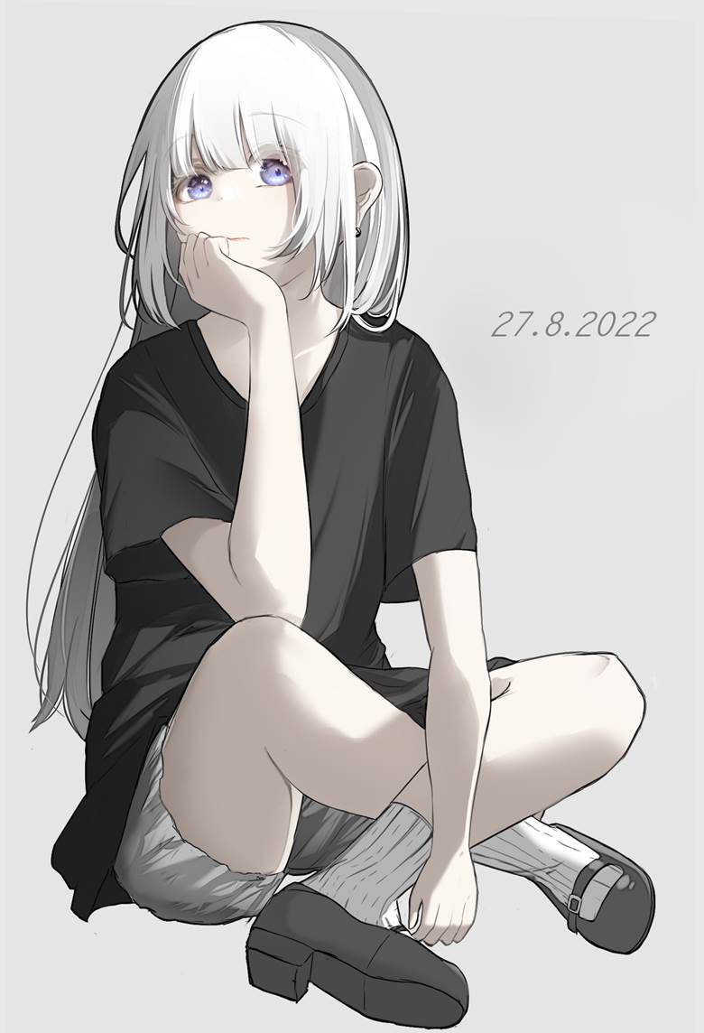 girl,gray hair,original, - NoreTh'illustration - PixivBox