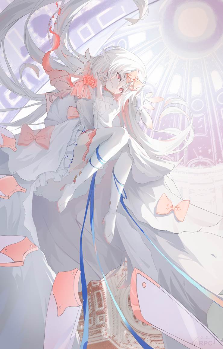 girl,white hair,Hikari (Arcaea),rhythm game,thigh-high boots, - ARPC-027'illustration - PixivBox