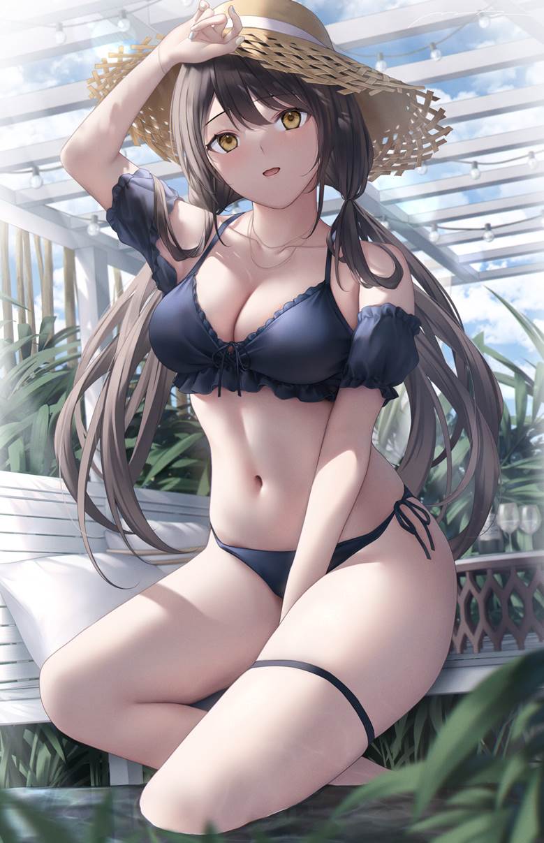 夏夏|插画师MHる的黑色比基尼插画图片 | BoBoPic
