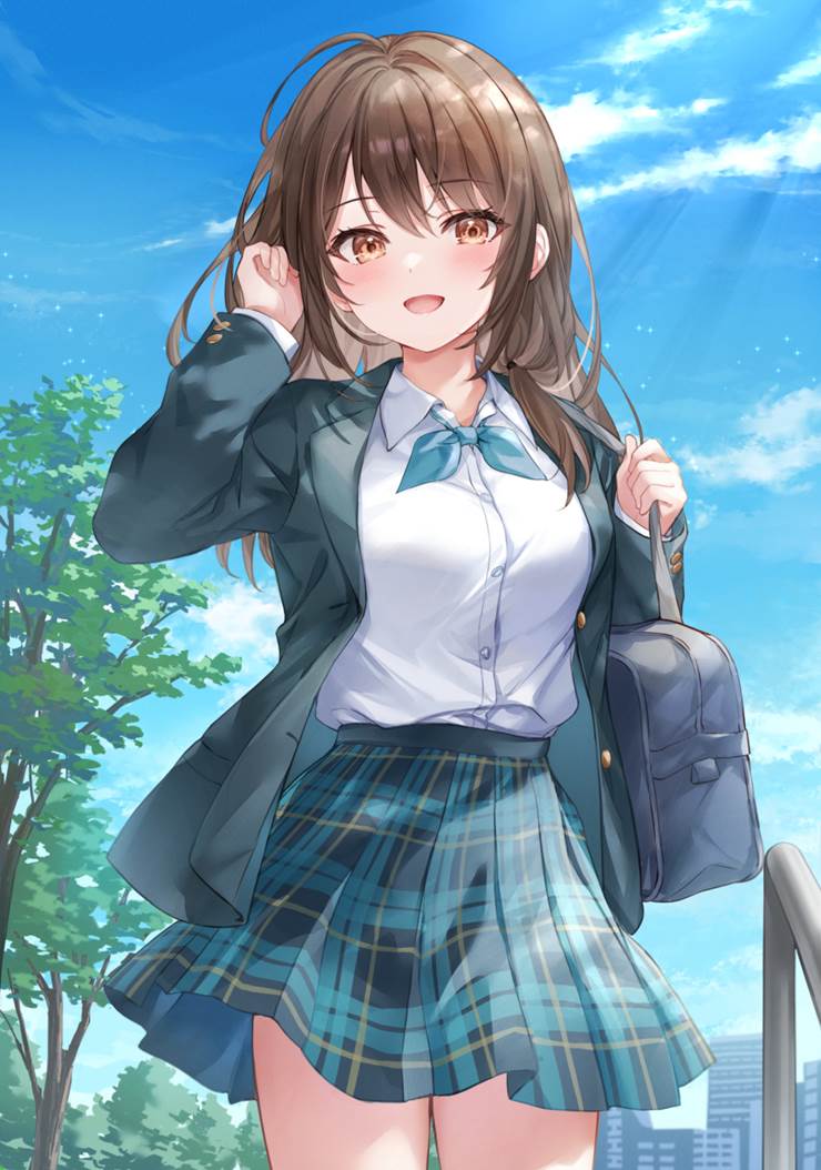 陌生 jk|插画师ひげ猫的女高中生插画图片 | BoBoPic