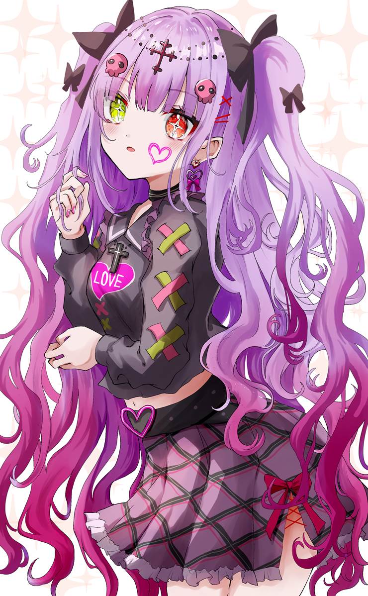 skeb|插画师カヨン的渐变色头发的女孩插画图片 | BoBoPic