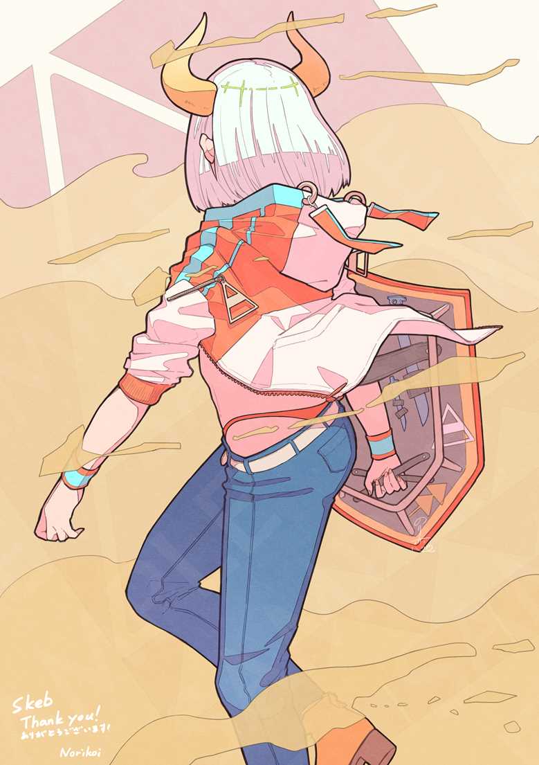 Skeb 请求|のり恋的角娘插画图片 | BoBoPic