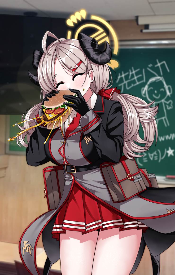 Blue Archive,Izumi Shishido,hamburger,Hamburger-chan,clothed breasts, - Rifnets'illustration ...