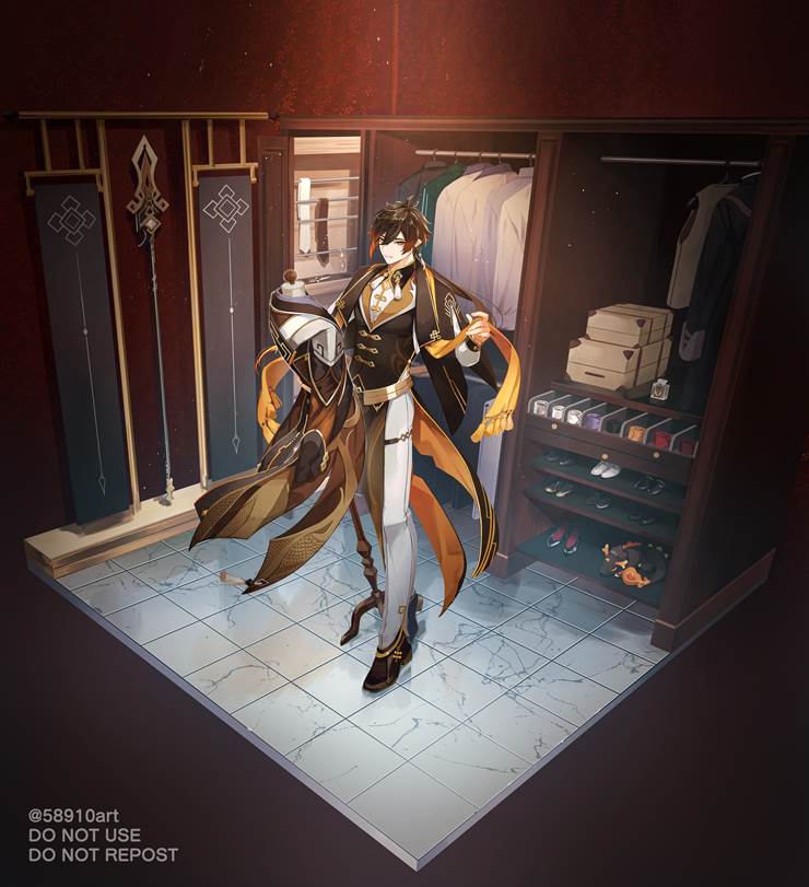 锺离Ver.2ndAnniversary|插画师琥珀灯‐Kohakut‐的钟离插画图片 | BoBoPic