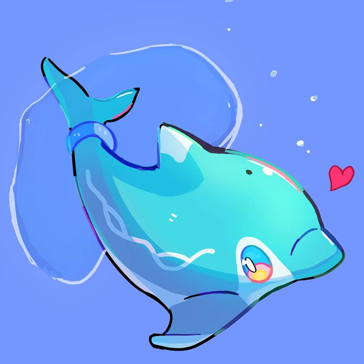 关都#963海豚宝可梦，波普海豚(ナミイルカ)插画图片 | BoBoPic