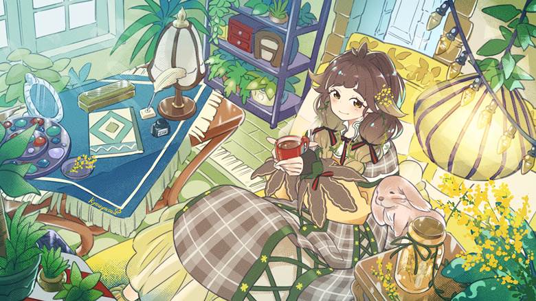 含羞草房间|キョウ屋斎的女孩插画图片 | BoBoPic