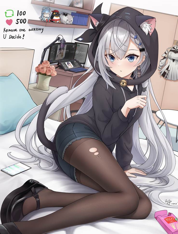 virtual YouTuber,Vestia Zeta,black tights,breasts,barefoot, - ZWJ'illustration - PixivBox