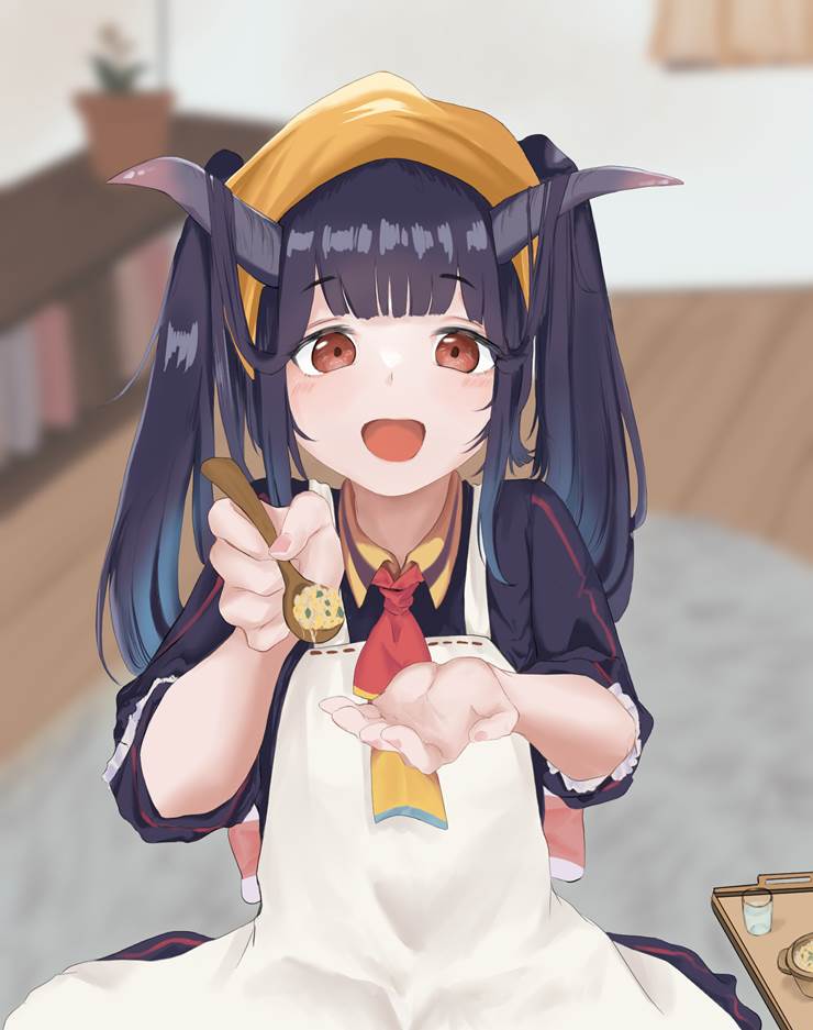 碧蓝档案,Aikiyou Fuuka,围裙,双马尾,yum!, - よんじり（yon-jiri）'illustration - PixivBox