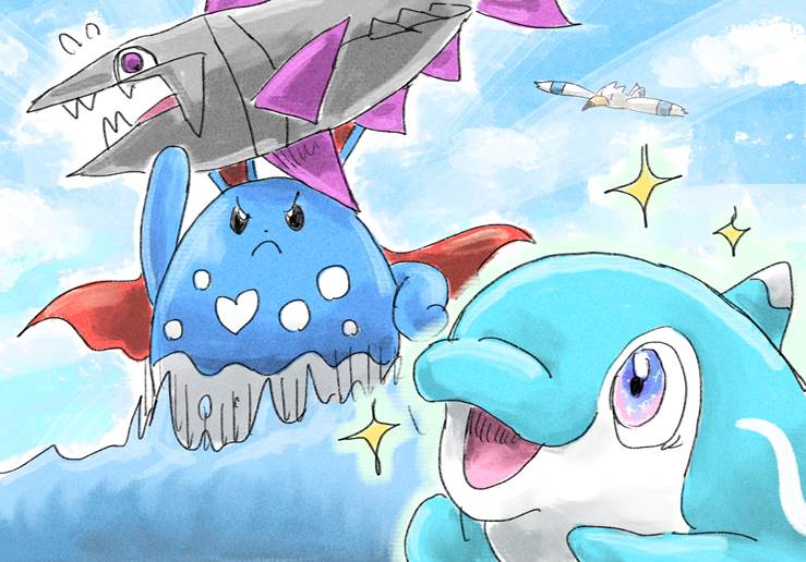 关都#963海豚宝可梦，波普海豚(ナミイルカ)插画图片 | BoBoPic