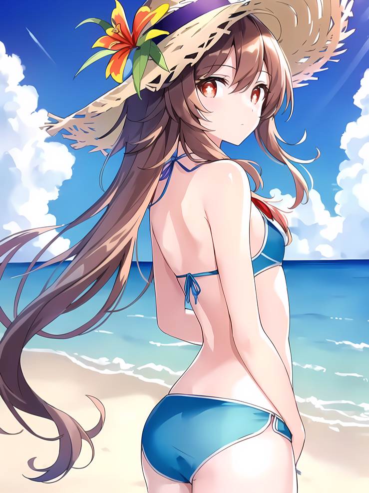 胡桃-泳装(PollsWinner17)|插画师Komi的AI绘图（原神）插画图片 | BoBoPic