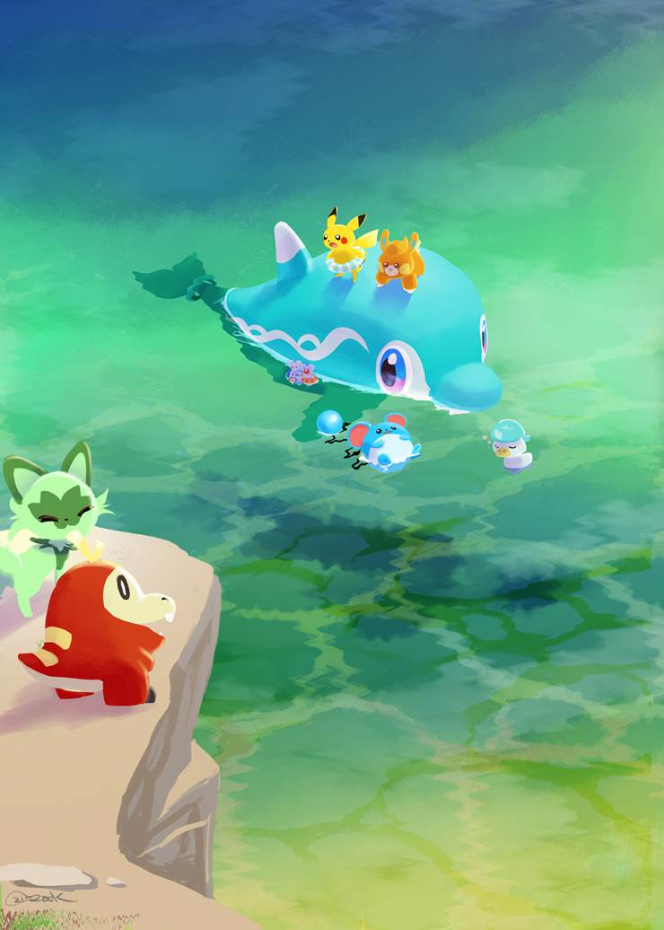 关都#963海豚宝可梦，波普海豚(ナミイルカ)插画图片 | BoBoPic