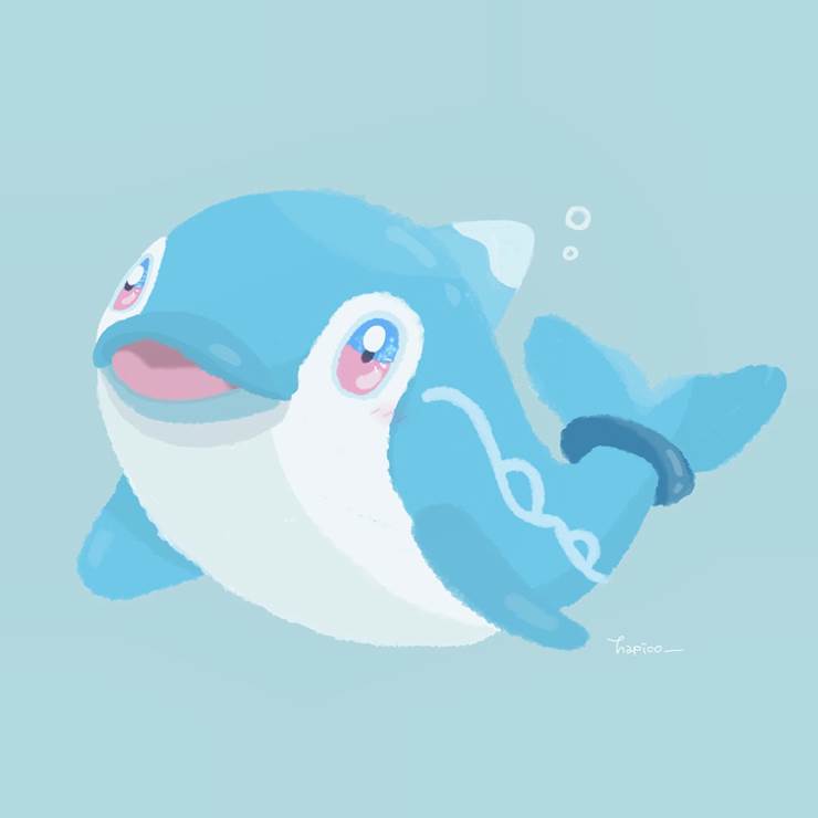 关都#963海豚宝可梦，波普海豚(ナミイルカ)插画图片 | BoBoPic