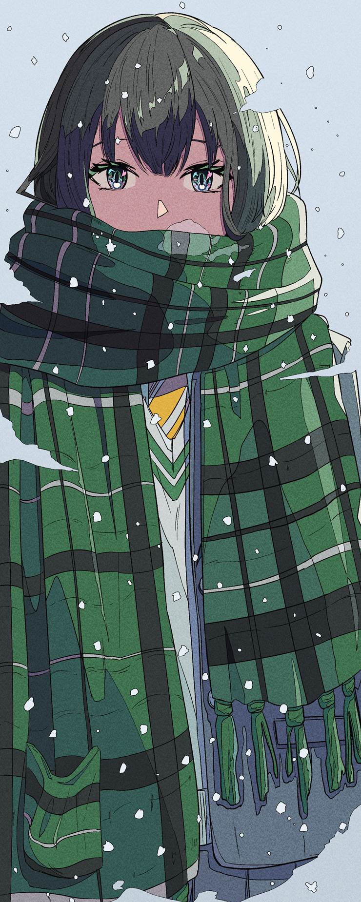 original,girl,black hair,long black hair,high school girl,snow,scarf,blazer, - ナツグ'illustration ...