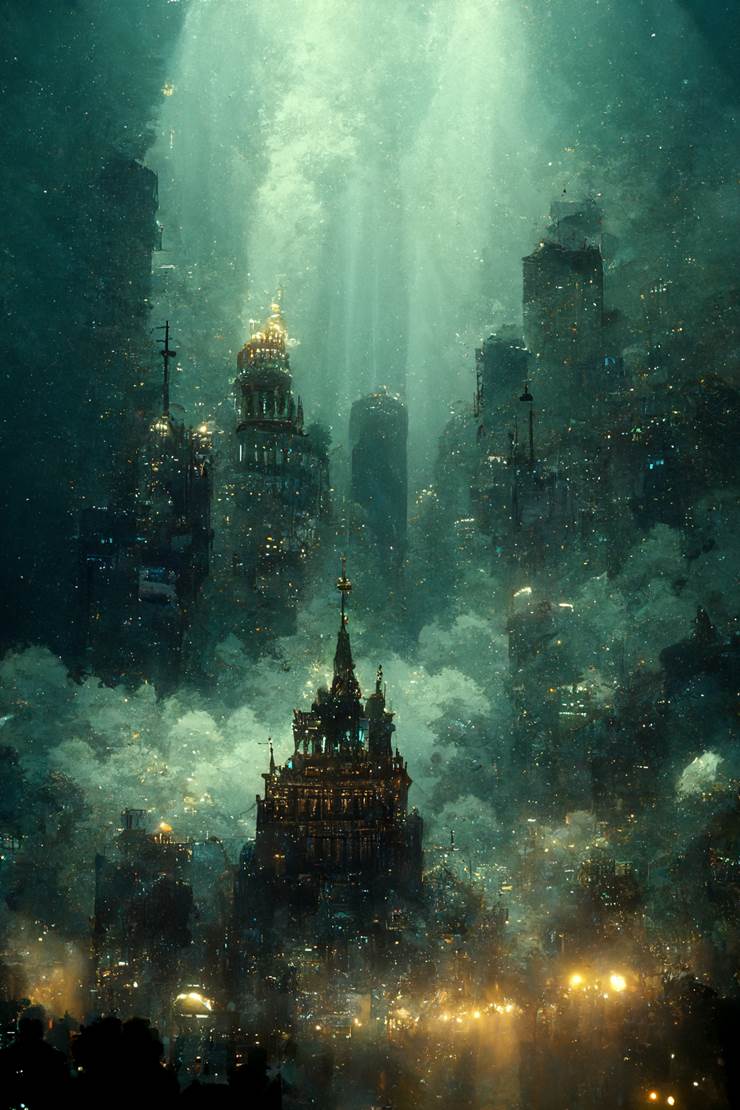 海中都市|插画师ペンたろう的风景插画图片 | BoBoPic