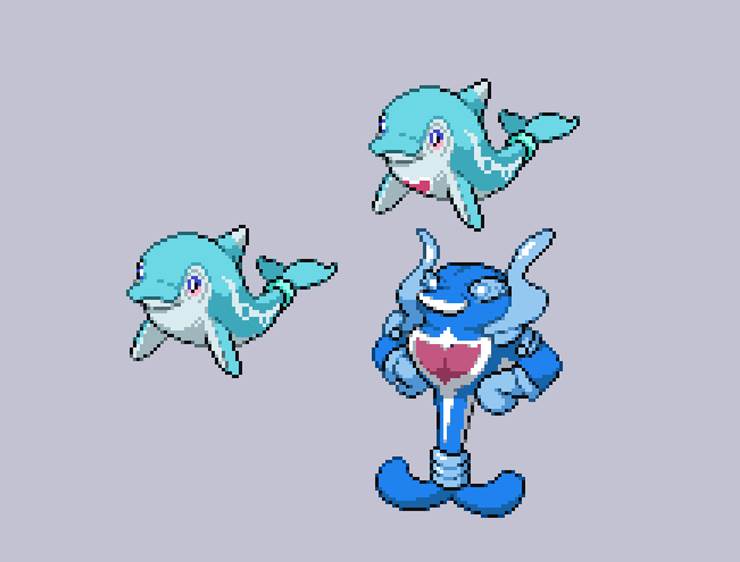 关都#963海豚宝可梦，波普海豚(ナミイルカ)插画图片 | BoBoPic