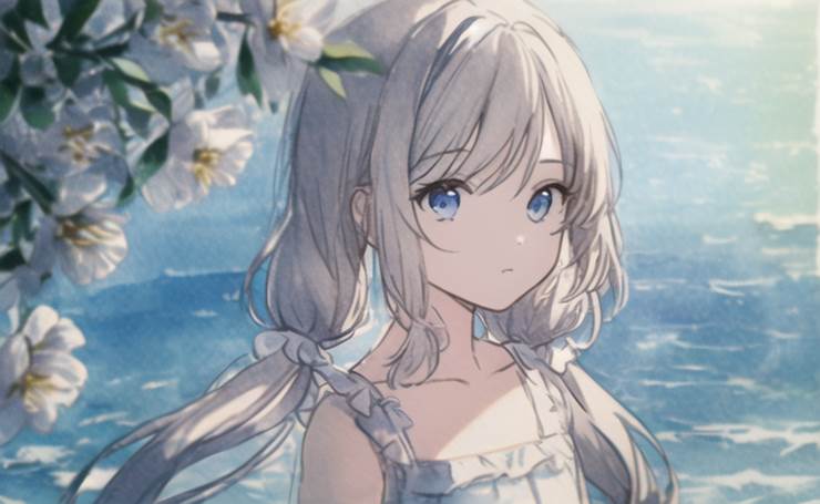 original,young girl,pigtails,AI illustration,girl,silver hair, - しらせえす'illustration - PixivBox