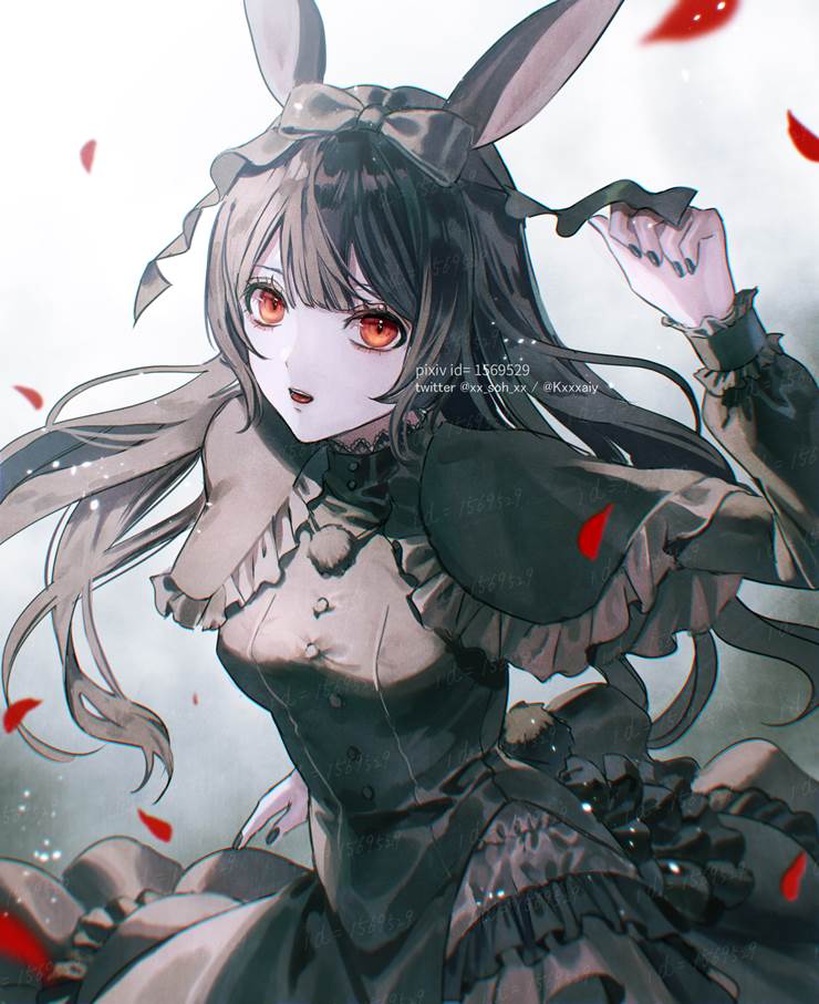 original,creation,girl,young girl,black,dress,bunny ears, - 爽(【ご依頼受付中】'illustration - PixivBox