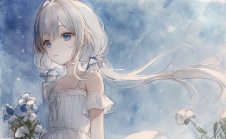 original,girl,AI illustration,young girl,silver hair, - しらせえす'illustration - PixivBox