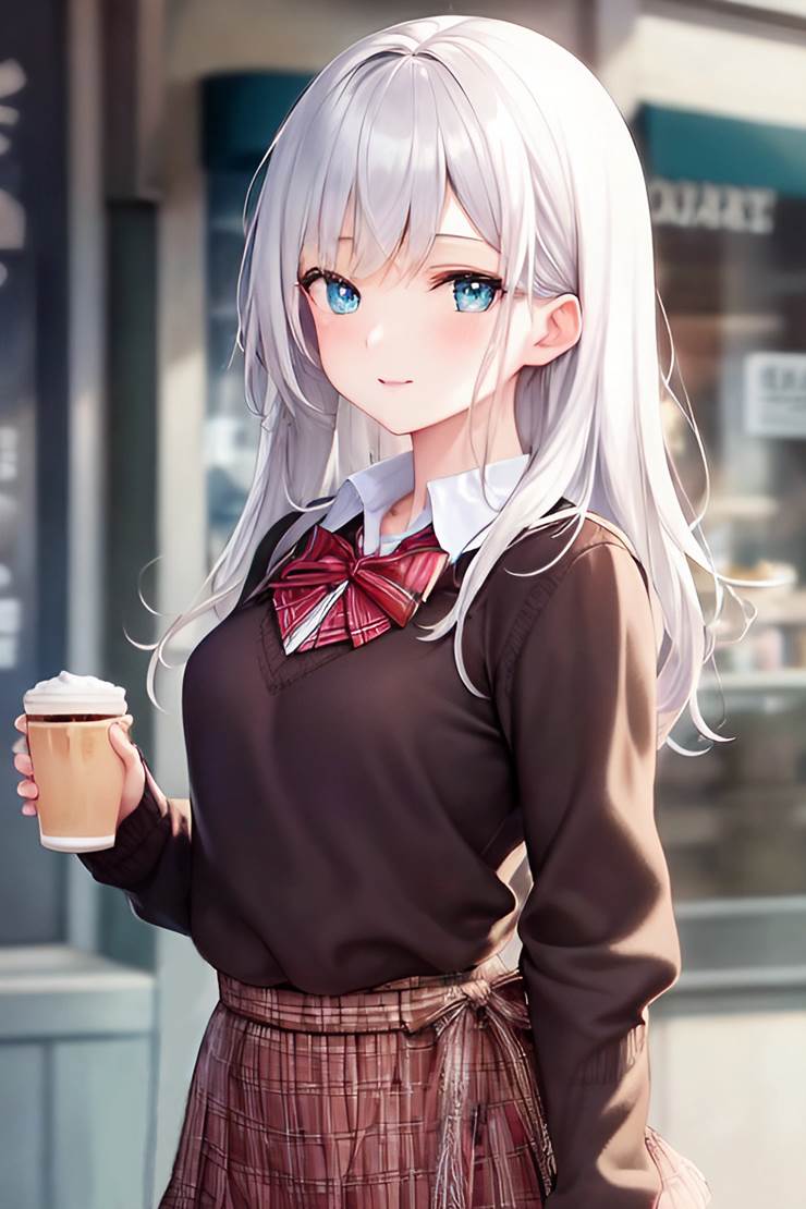 coffee|插画师有卷的AI绘图JK少女插画图片 | BoBoPic