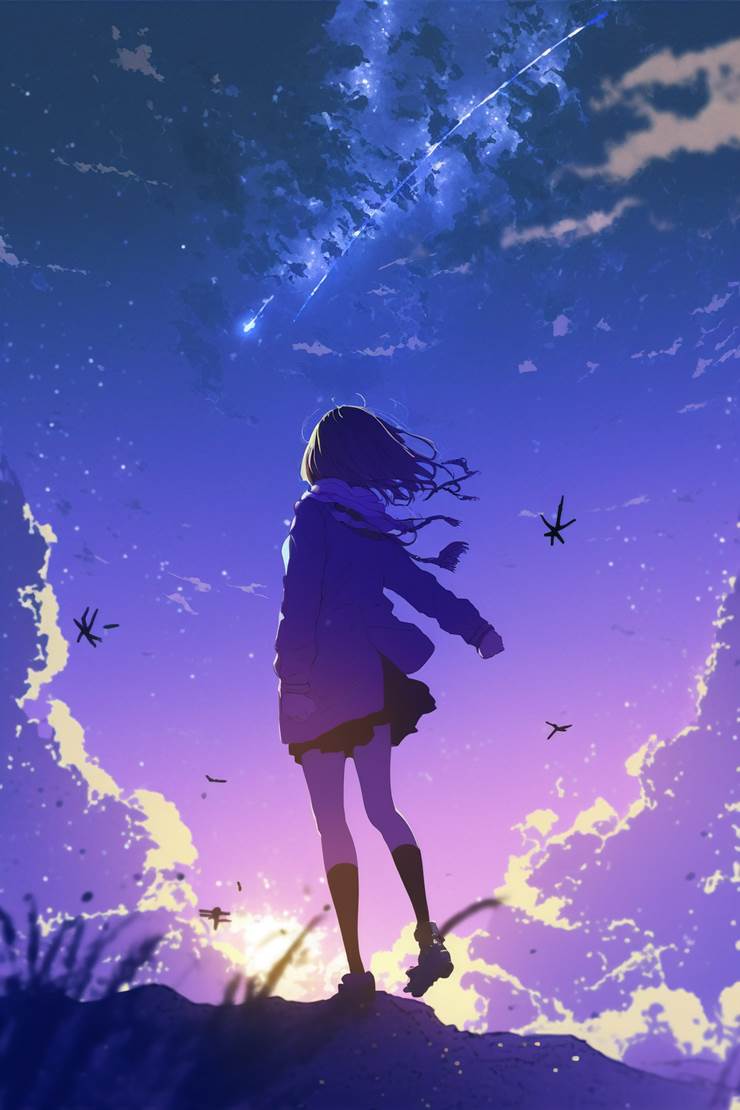 流れ星|插画师mio的AI风景插画图片 | BoBoPic
