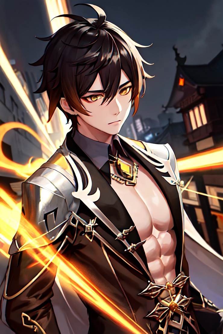 钟离shirtless|插画师DukesterAI绘图（原神） | BoBoPic