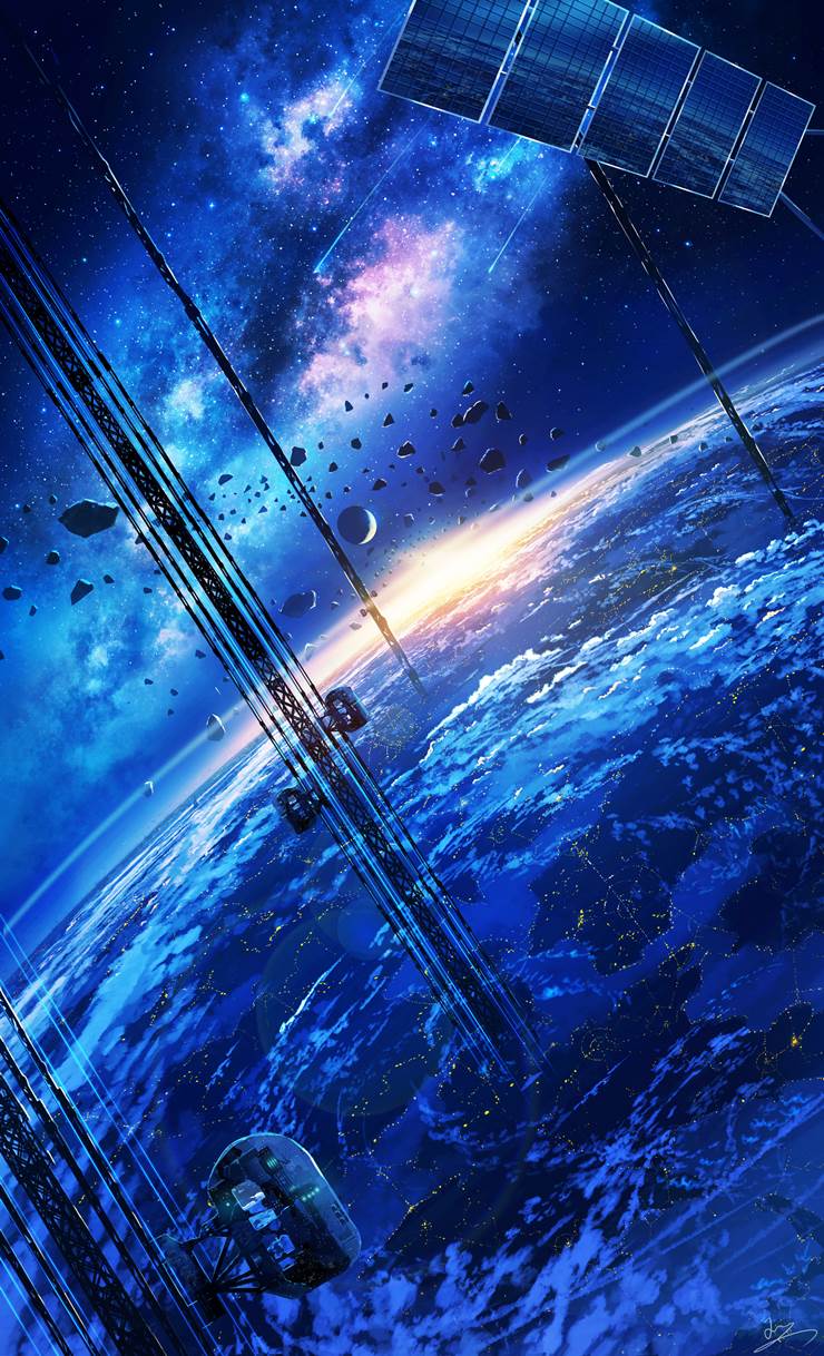 三体：太空电梯|插画师画师JW的星空插画图片 | BoBoPic