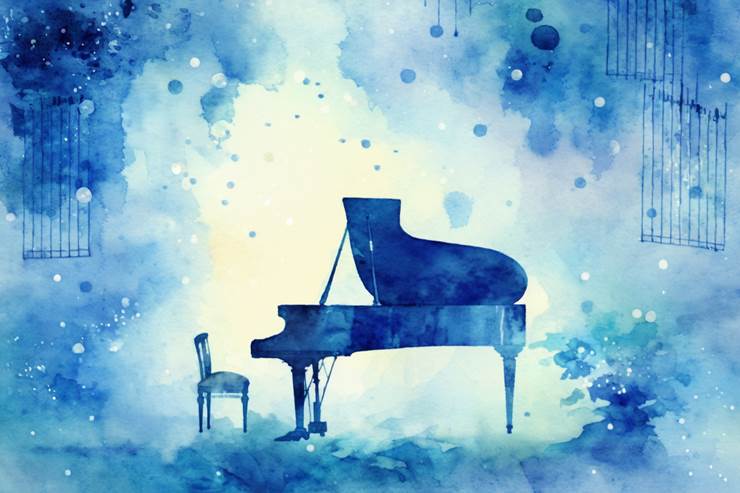 钢琴|插画师mio的AI风景插画图片 | BoBoPic