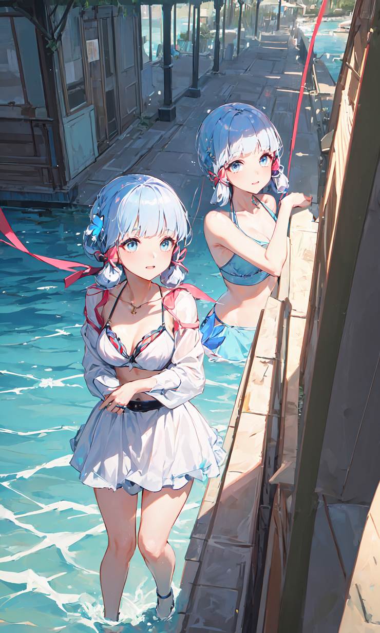Genshin Impact,ai绘图,女孩子,Kamisato Ayaka,Ayaka Kamisato,sea,比基尼, - 9ty9t'illustration - pixivdaily