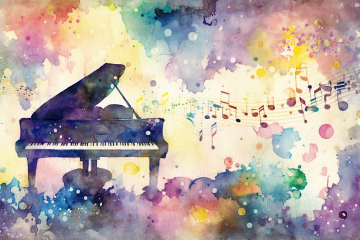 钢琴|插画师mio的AI风景插画图片 | BoBoPic