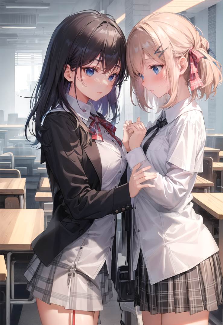 两个人之间的秘密插画师mew（みゅぅ）的ai绘图jk少女插画图片 Bobopic