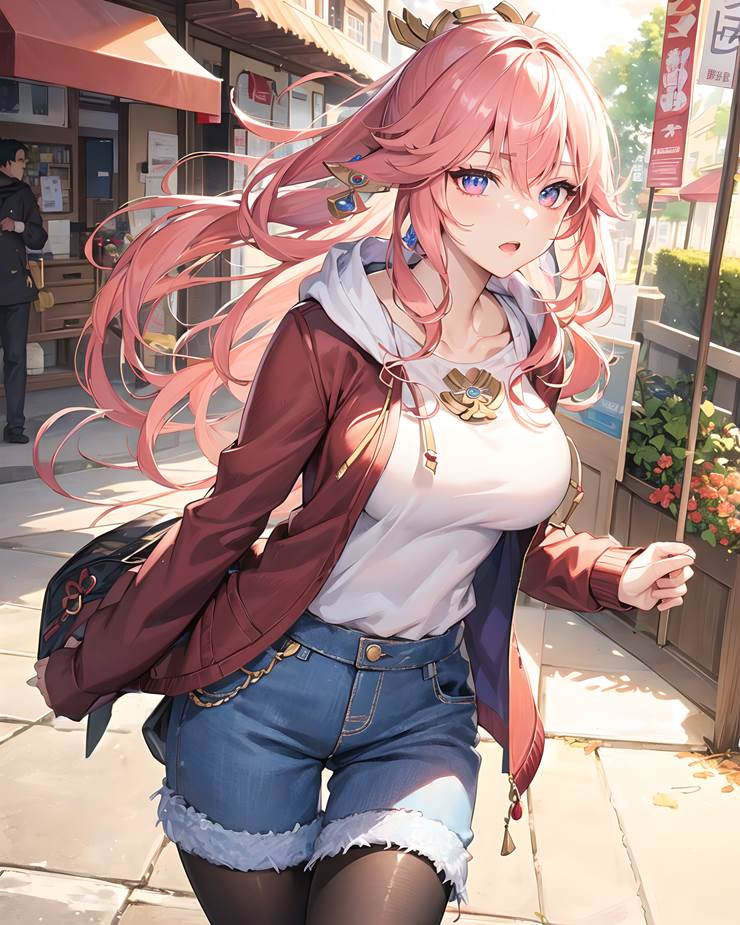 八重神子急着赶去见面|插画师ひまんちゅ(Hima)的AI绘图（原神）插画图片 | BoBoPic