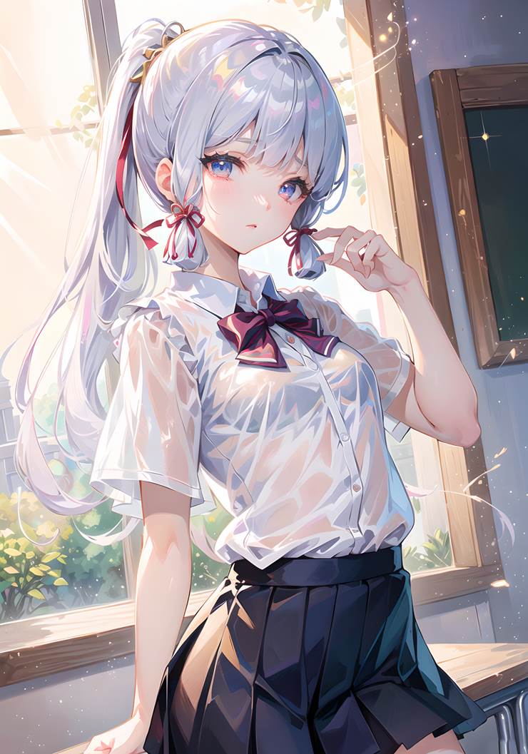 制服神里|插画师ひまんちゅ(Hima)的AI绘图（原神）插画图片 | BoBoPic