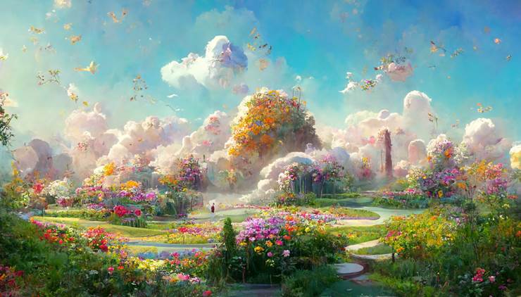华丽的花园|插画师mio的AI风景插画图片 | BoBoPic