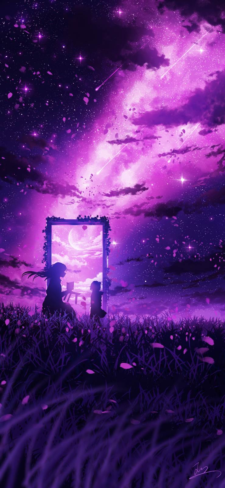 “麻雀锁门”|插画师画师JW的星空插画图片 | BoBoPic