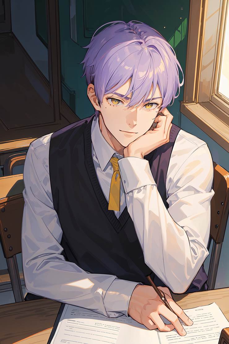 Classmate 2|插画师MAX的AI绘图（帅哥）插画图片 | BoBoPic