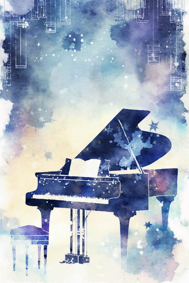 钢琴|插画师mio的AI风景插画图片 | BoBoPic