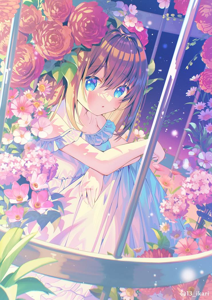 original,girl,creation,flower field, - いかり'illustration - PixivBox