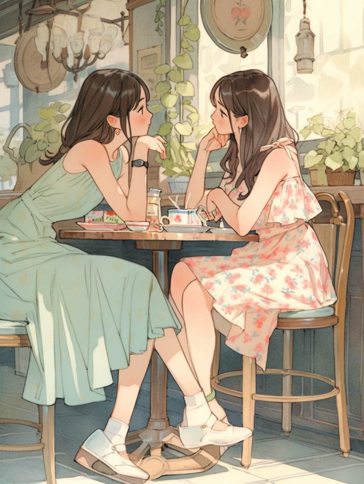 愉快地约会。|插画师Ram音。的AI绘图插画图片 | BoBoPic