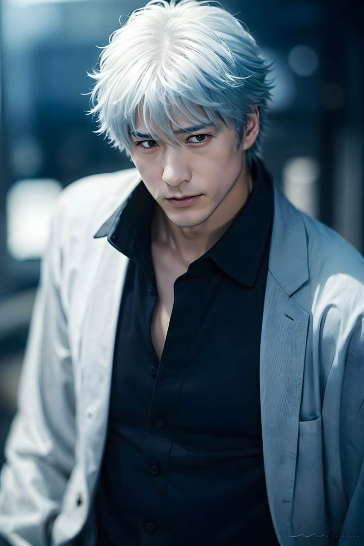 Realistic Sakata Gintoki (AI)|插画师Mr14akaRDA的AI绘图（帅哥）插画图片 | BoBoPic