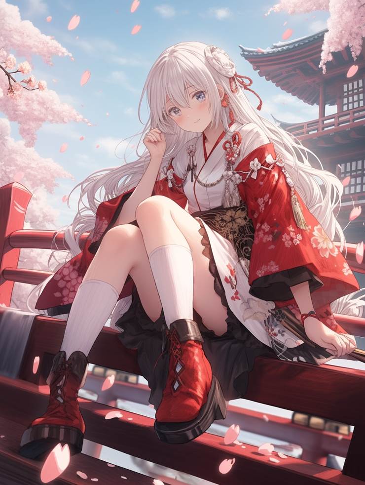 girl,silver hair,original,beautiful,Japanese style,kimono,bare legs,foot fetish, - Ram音 ...