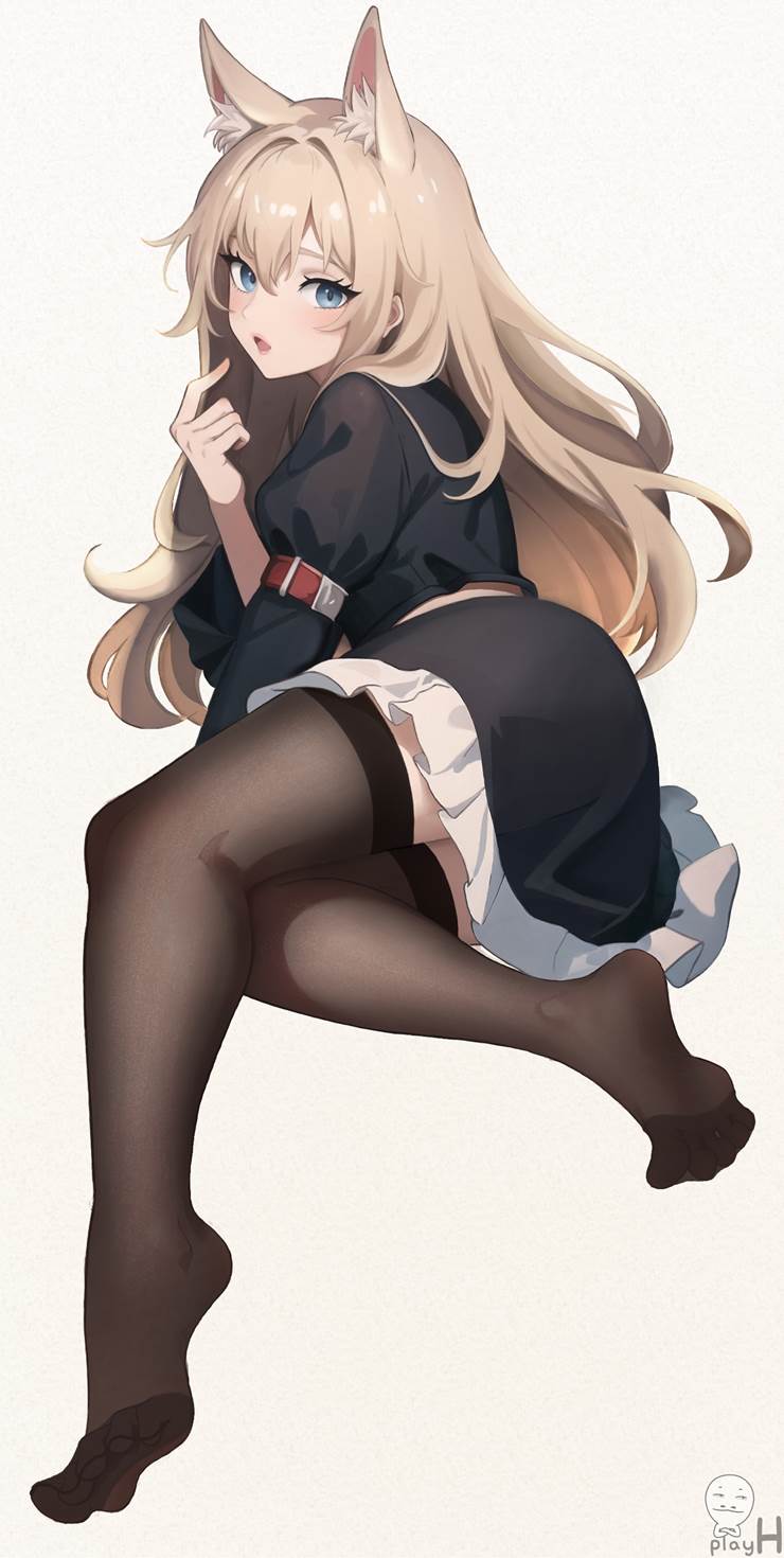 快看look43插画师playh的黑丝袜插画图片 Bobopic