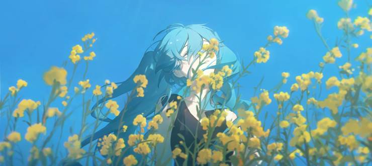 day32 花と水饴、最终电车|插画师绀屋鸦江的初音未来插画图片 | BoBoPic
