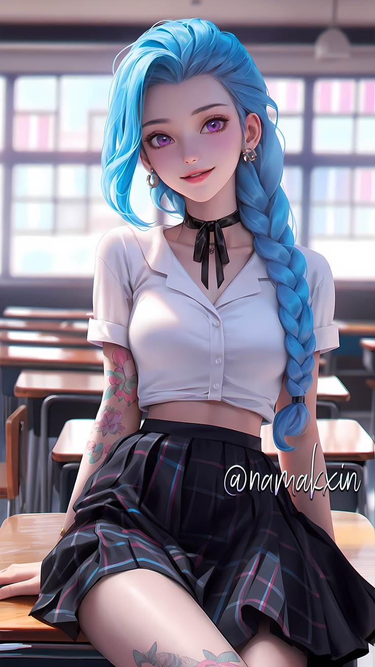 (M02G6,7)SchoolRascalJinx|插画师namakxin的英雄联盟插画图片 | BoBoPic