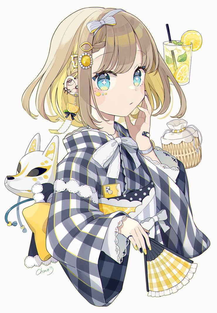 浴衣柠檬搭配|插画师ちょん＊初画集7/25的柠檬插画图片 | BoBoPic