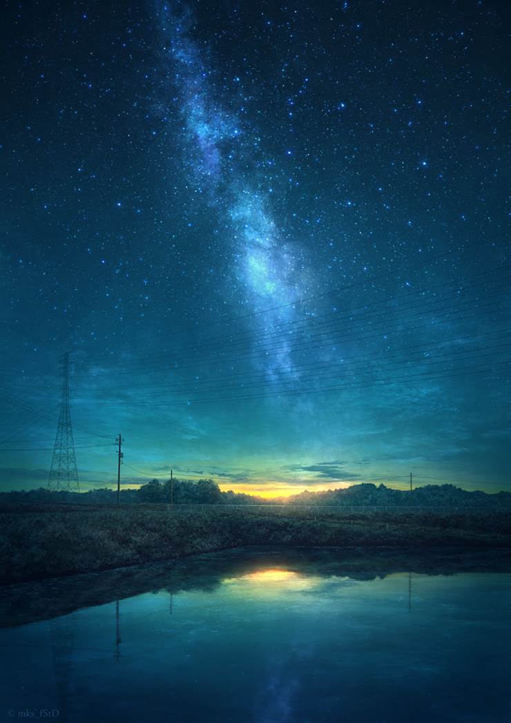 夜空3|插画师mks的风景插画图片 | BoBoPic