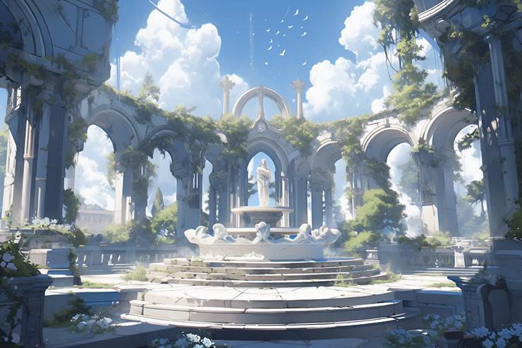 白亚の泉插画师bluereflection的风景插画图片 Bobopic