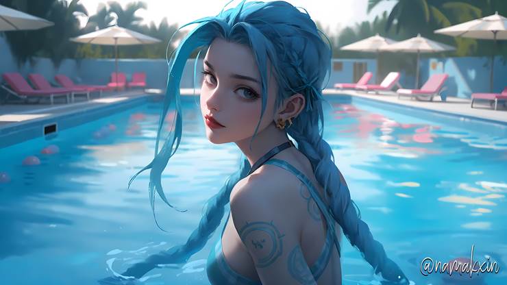 (P04H1,2)PoolPartyJinx|插画师namakxin的英雄联盟插画图片 | BoBoPic